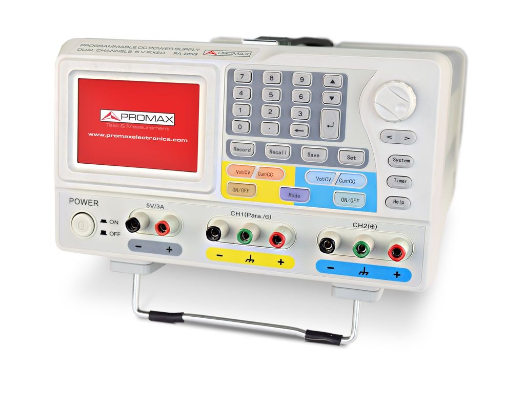 FA-853: Dual programmable DC power supply 2x30V,3A (aux 5V,3A) | PROMAX FA-853: Dual programmable DC power supply 2x30V,3A (aux 5V,3A) | PROMAX