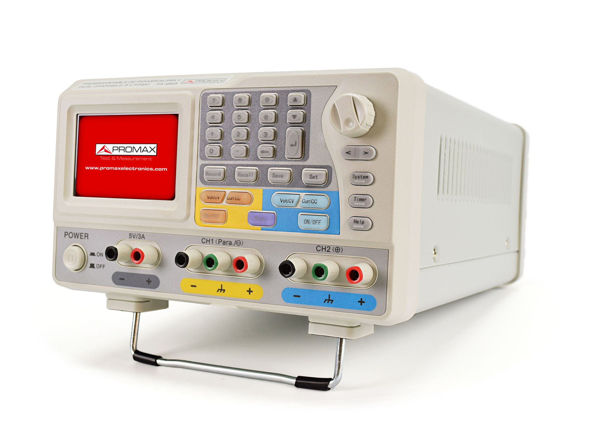 FA-853: Dual programmable DC power supply 2x30V,3A (aux 5V,3A) | PROMAX FA-853: Dual programmable DC power supply 2x30V,3A (aux 5V,3A) | PROMAX